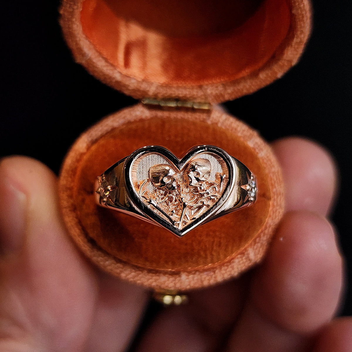Ready to Ship Size 8-10 - 14k Rose Gold Heart Signet Ring The Lovers S ...