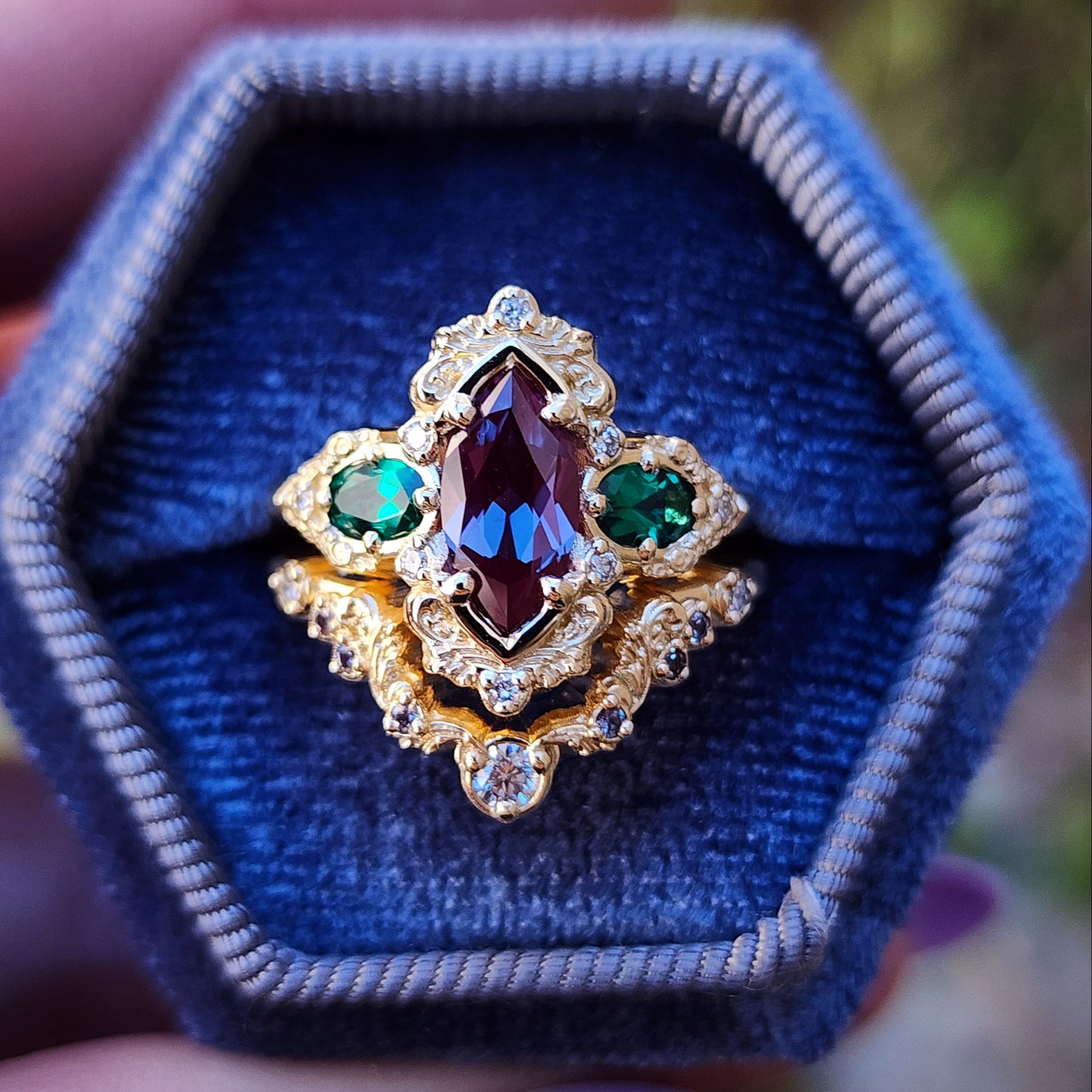 Ready to Ship Size 5-7 Chatham Alexandrite and Emerald Josephine Baroq ...