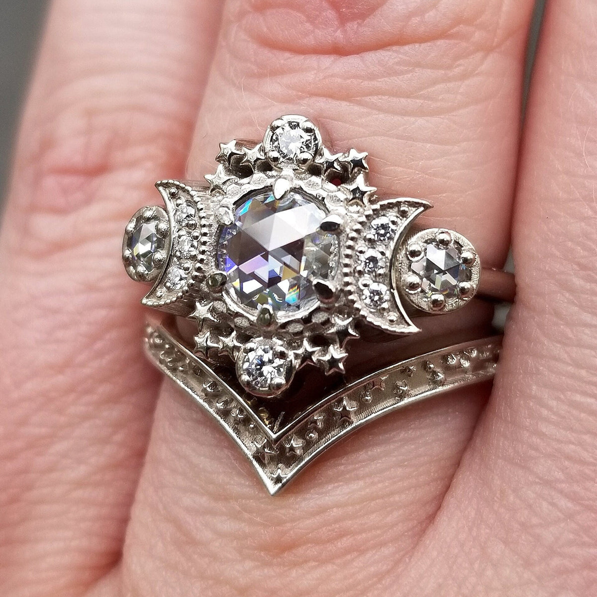 ALL Moissanite Cosmos Engagement Ring Set- Diamond Alternative - Ethic ...