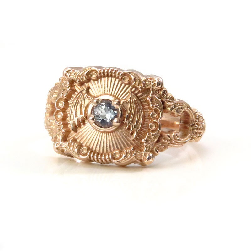 Ready to Ship Size 6-8 Baturday - Bat Signet Ring with Platinum Spinel ...